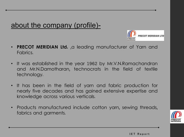 SAP in PRECOT MERIDIAN Ltd. | PPT