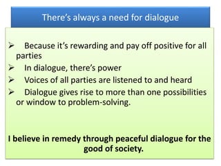 The impact of dialogue in Student Advocacy | PPTX