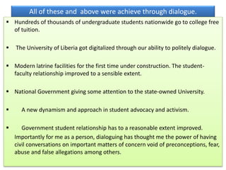 The impact of dialogue in Student Advocacy | PPTX
