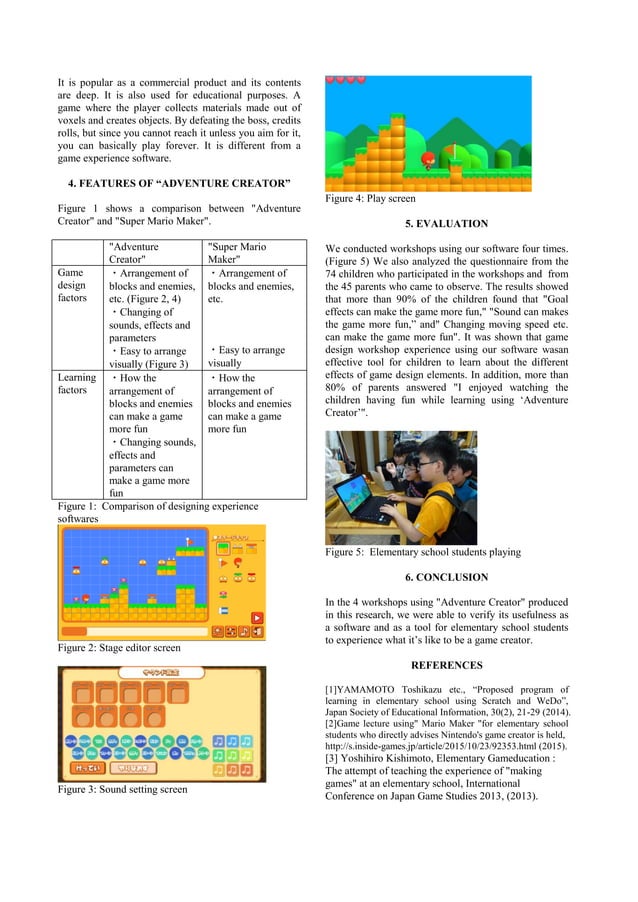 Paper GAME DESIGN WORKSHOPS FOR CHILDREN USING AN EXPERIMENTAL LEARNING SOFTWARE PROGRAM | PDF