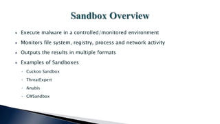 Advanced malware analysis training session6 malware sandbox analysis | PPTX