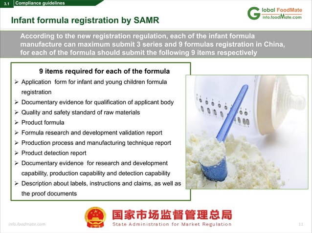 Process guidelines for foreign companies exporting infant formula to ...