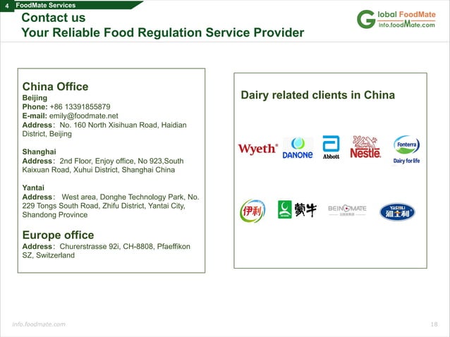 Process guidelines for foreign companies exporting infant formula to ...