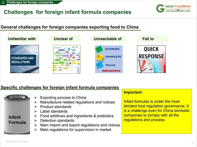 Process guidelines for foreign companies exporting infant formula to ...