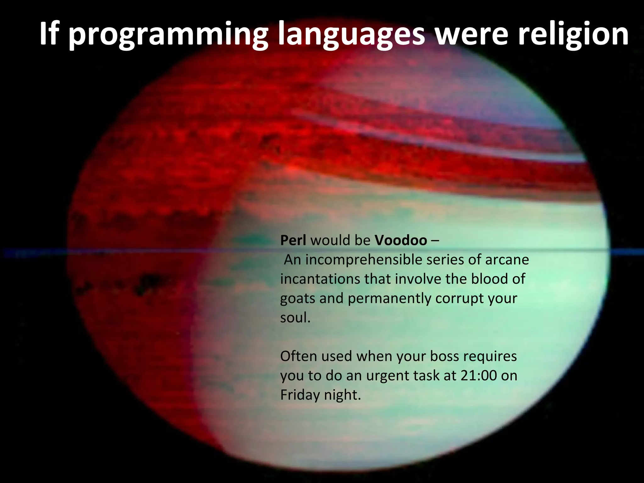 If programming languages were religion | PPT | Programming Languages | Computing