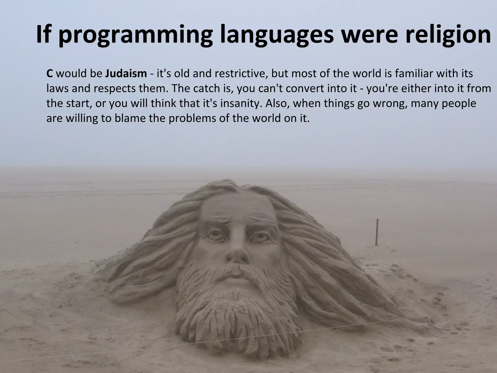 If programming languages were religion | PPT | Programming Languages | Computing