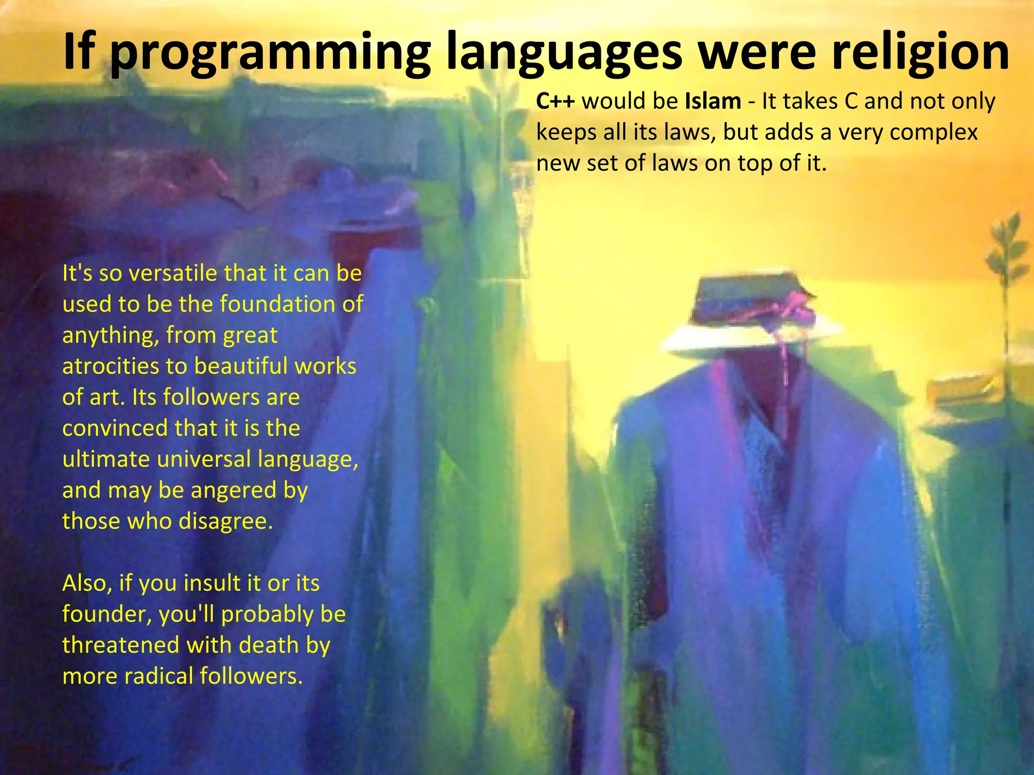 If programming languages were religion | PPT | Programming Languages | Computing