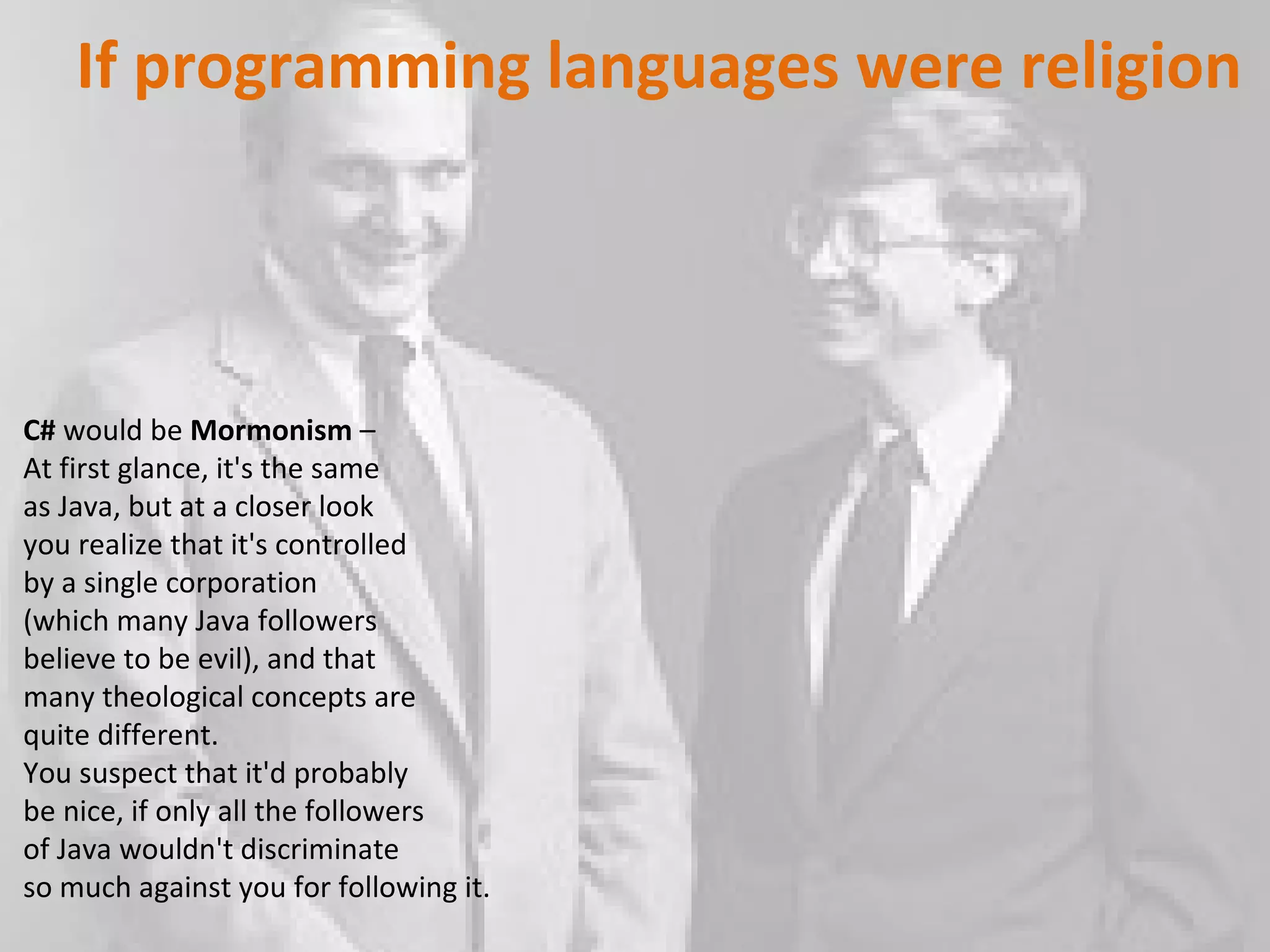 If programming languages were religion | PPT | Programming Languages | Computing