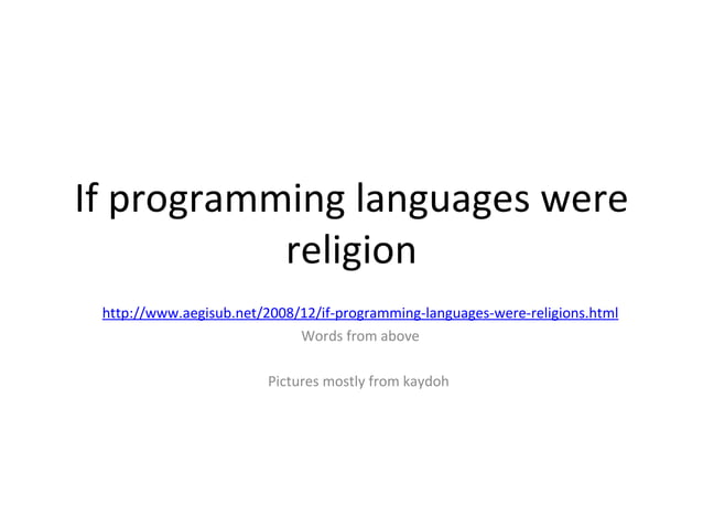 If programming languages were religion | PPT | Programming Languages | Computing