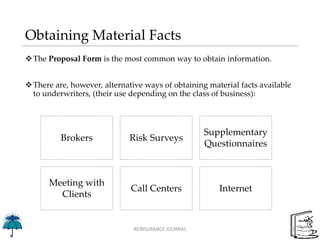 Insurance Underwriting Process chapter 1 material fact | PPT