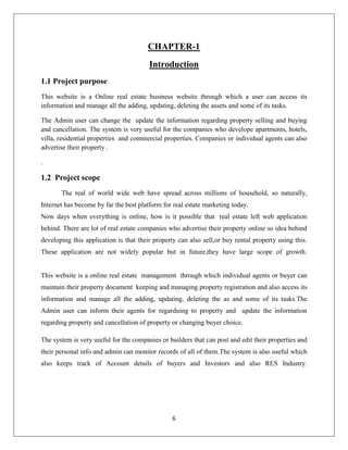 Project report on ONLINE REAL ESTATE BUSINESS | DOCX
