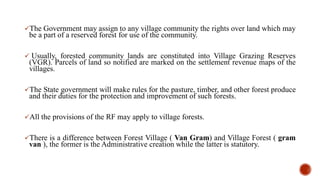 Indian forest act, 1927 ppt notes and sections | PDF