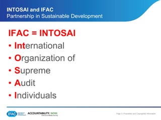 INTOSAI and IFAC: Partnership in Sustainable Development | PPTX