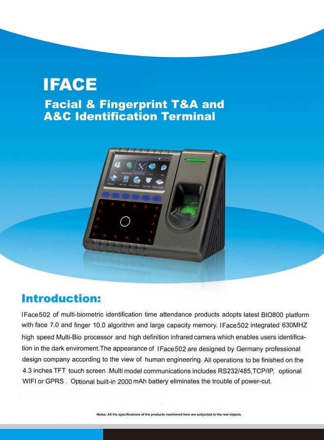 IFace502 face scan system | PDF | Technology & Computing
