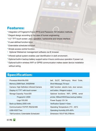 IFace502 face scan system | PDF | Technology & Computing