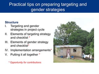 Practical tips on preparing targeting and gender strategies | PPT