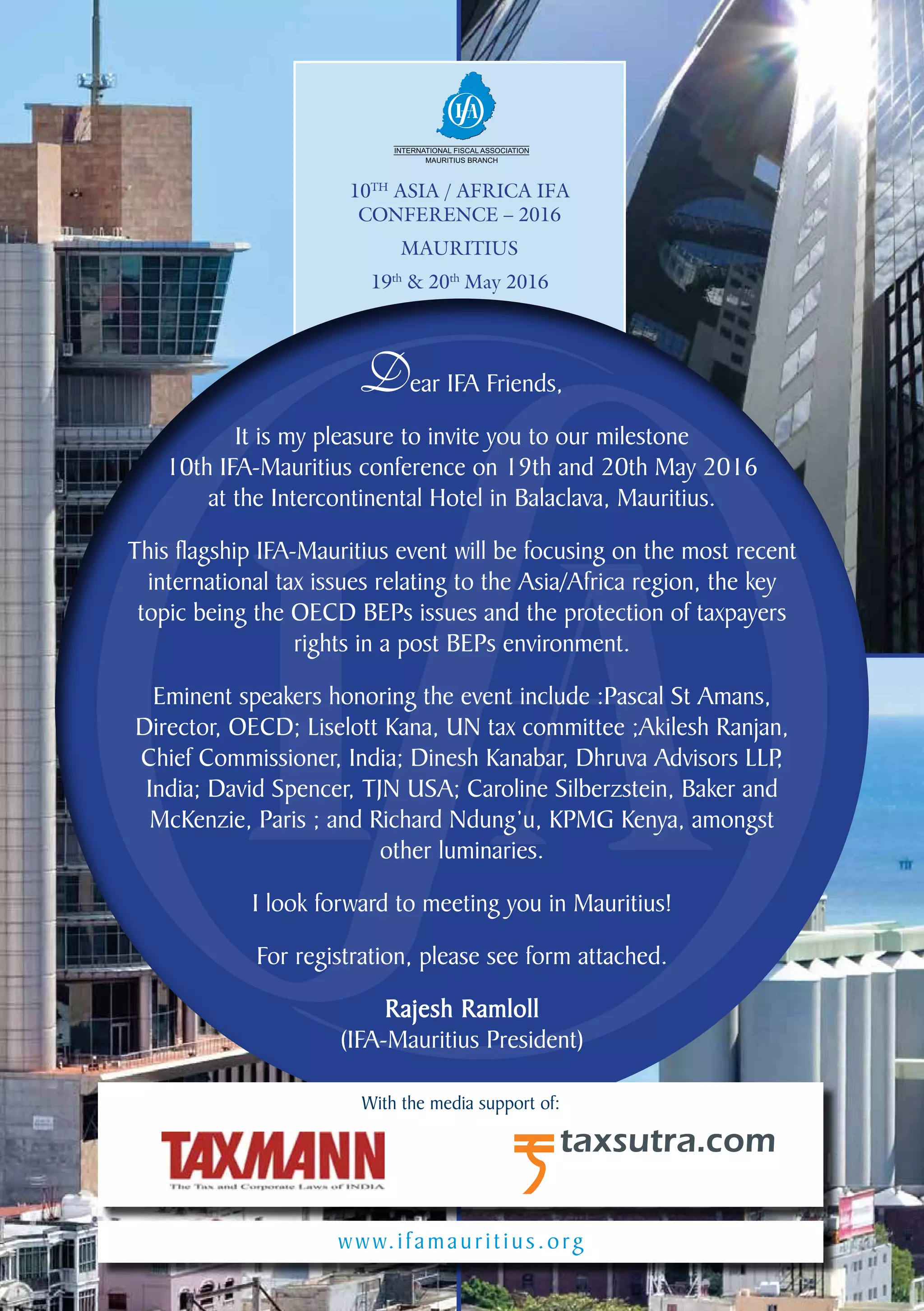 IFA TAX Conference Flyer 2016 | PDF