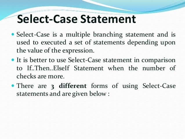 If and select statement