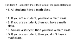 IF AND THEN STATEMENTS FOR GRADE 8 STUDENTS.pptx