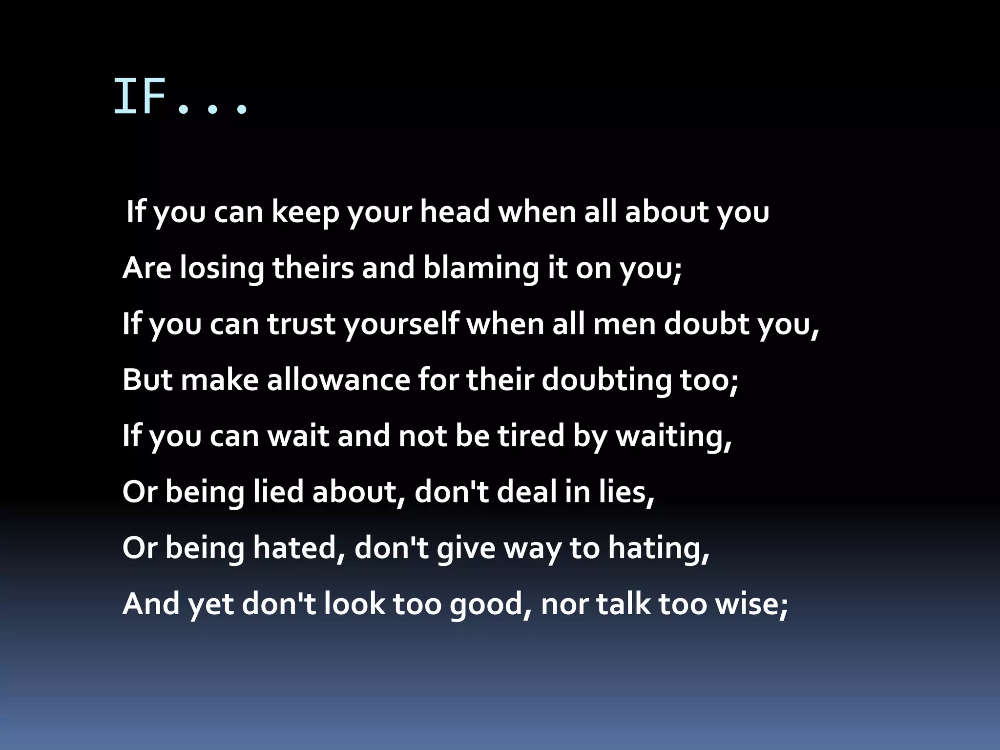 IF by Rudyard Kipling | PPTX