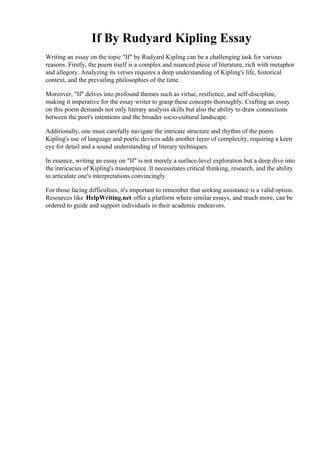 If By Rudyard Kipling Essay | PDF