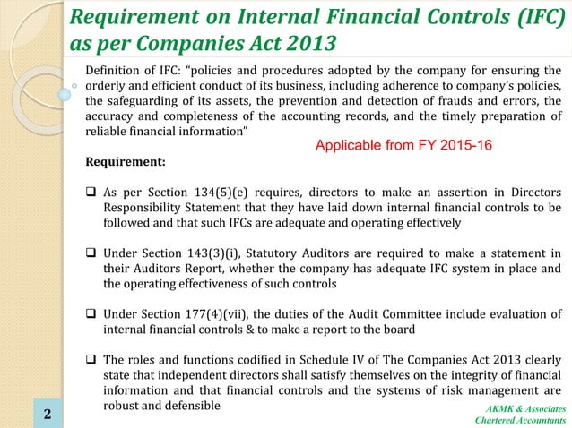 Internal Financial Controls over Financial Reporting | PPTX