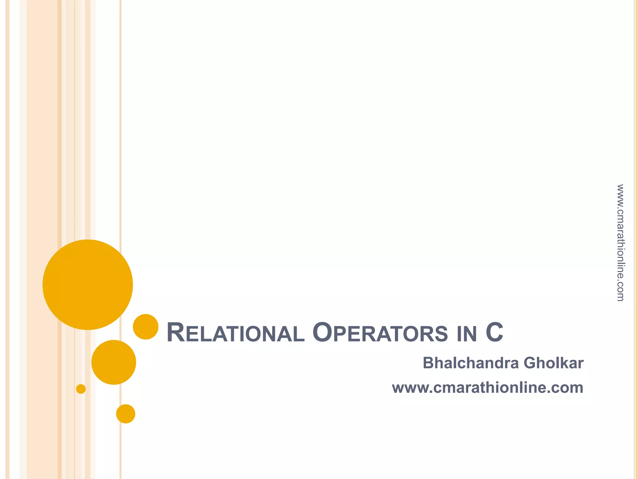 Relational Operators In C Language | Ppsx