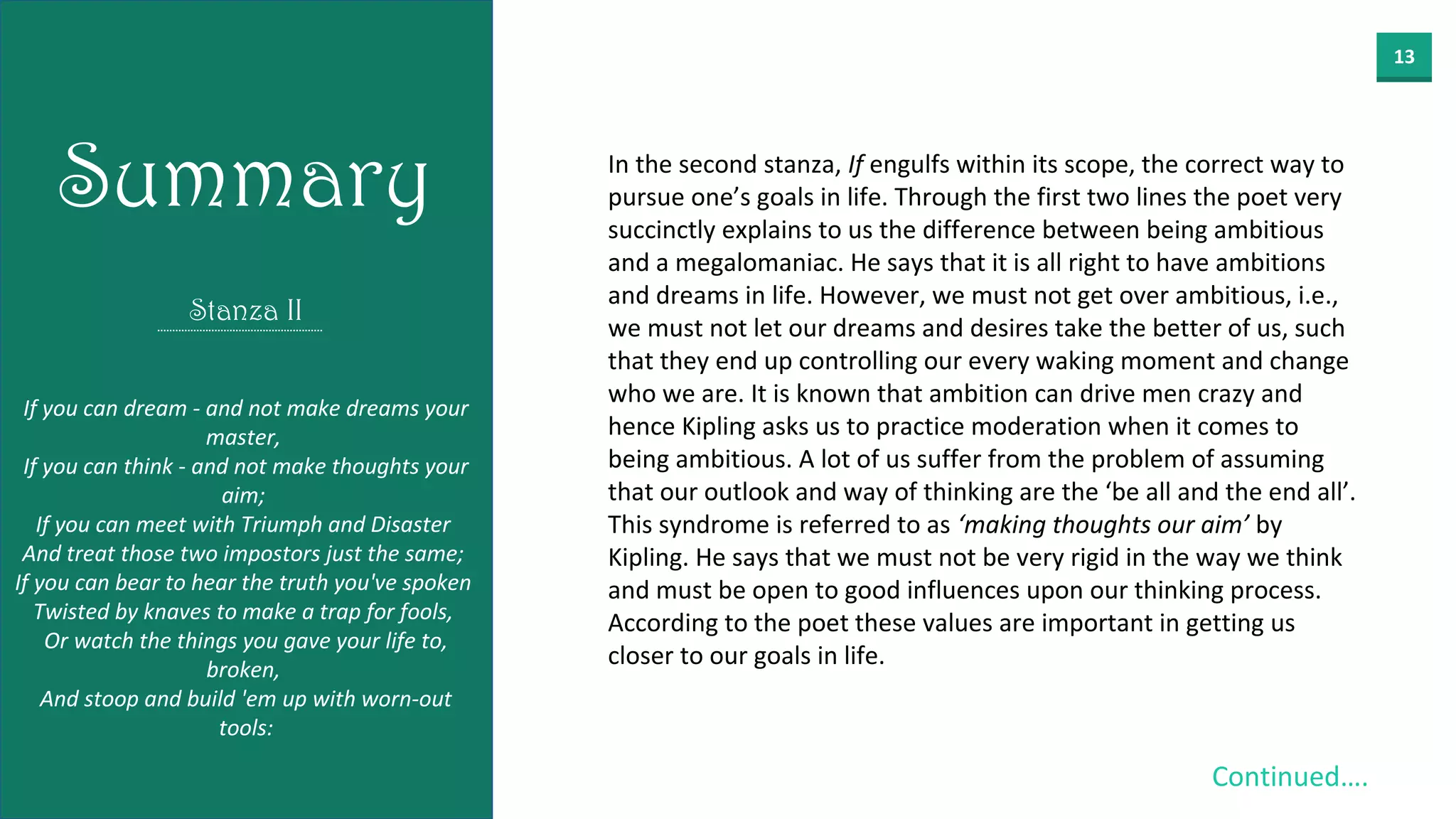 IF by Rudyard Kipling- Detailed Summary and Analysis | PPT | Poetry ...