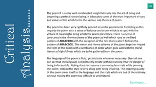 IF by Rudyard Kipling- Detailed Summary and Analysis | PPT