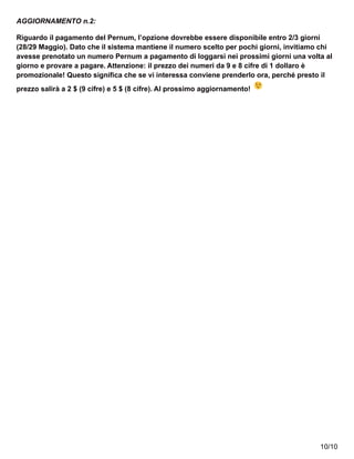 PERNUM: un unico numero per contattare tutti | PDF