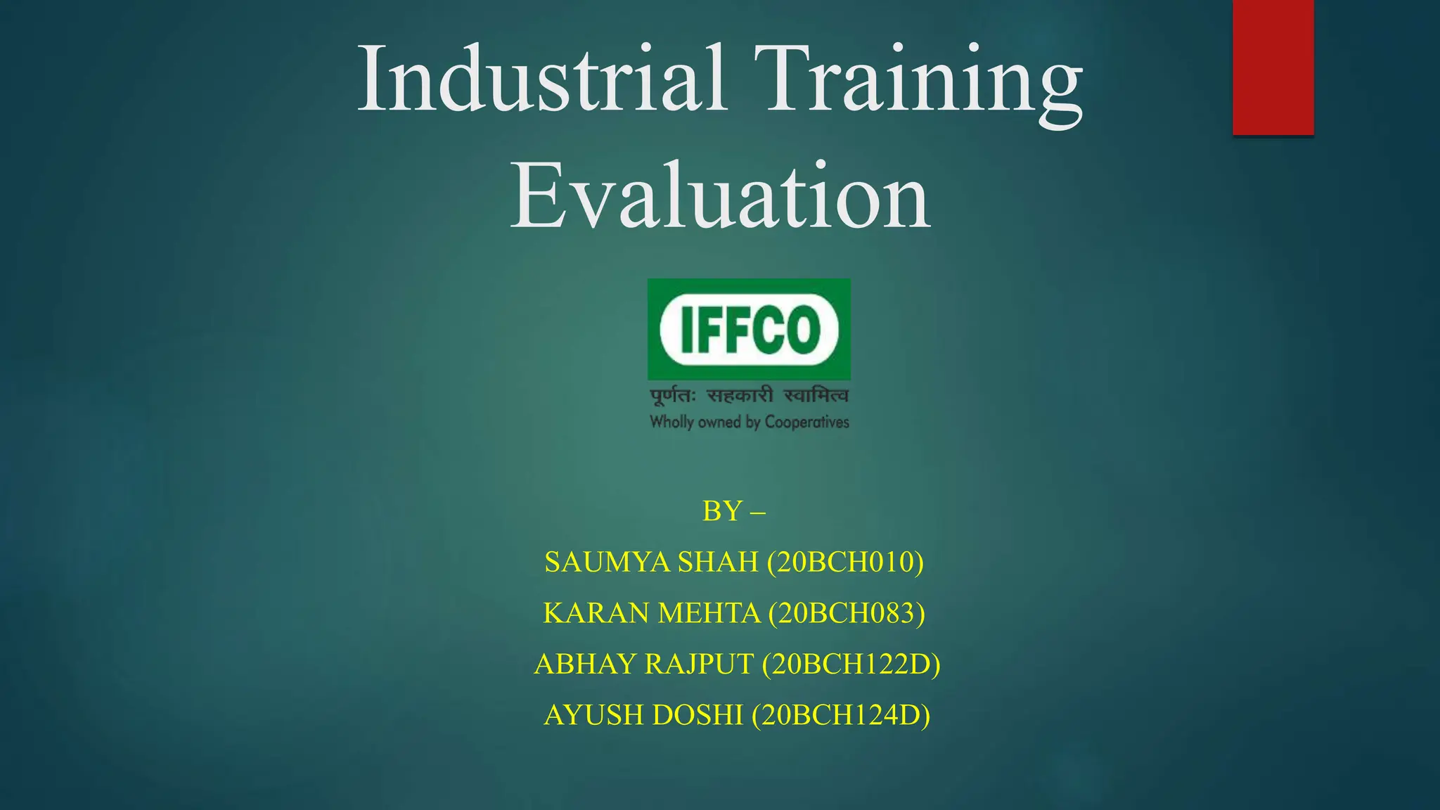 IFFCO Industrial Training Evaluation.pptx