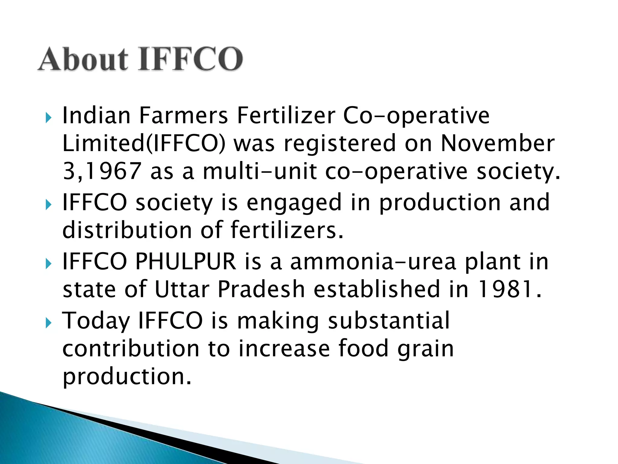 Iffco summer trainning presentation | PPTX
