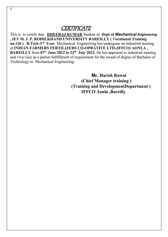 IFFCO AONLA BARIELLY summer Training file.pdf