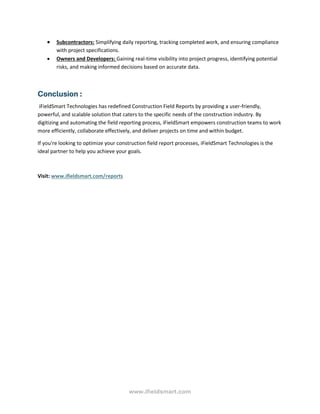 iFieldSmart Technologies Revolutionizing Construction Field Reporting ...