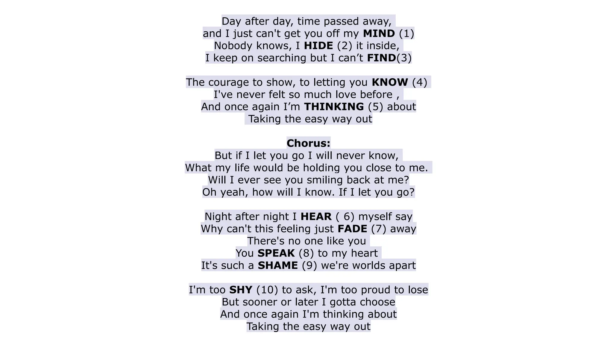 If I Let You Go song lyrics by westlife. | PPT