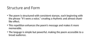 If I were a voice.poem analysis, theme, tone,pptx | PPTX