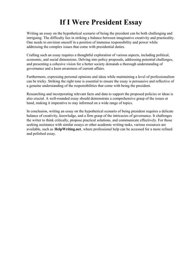 If I Were President Essay | PDF | Media Industry | Industries
