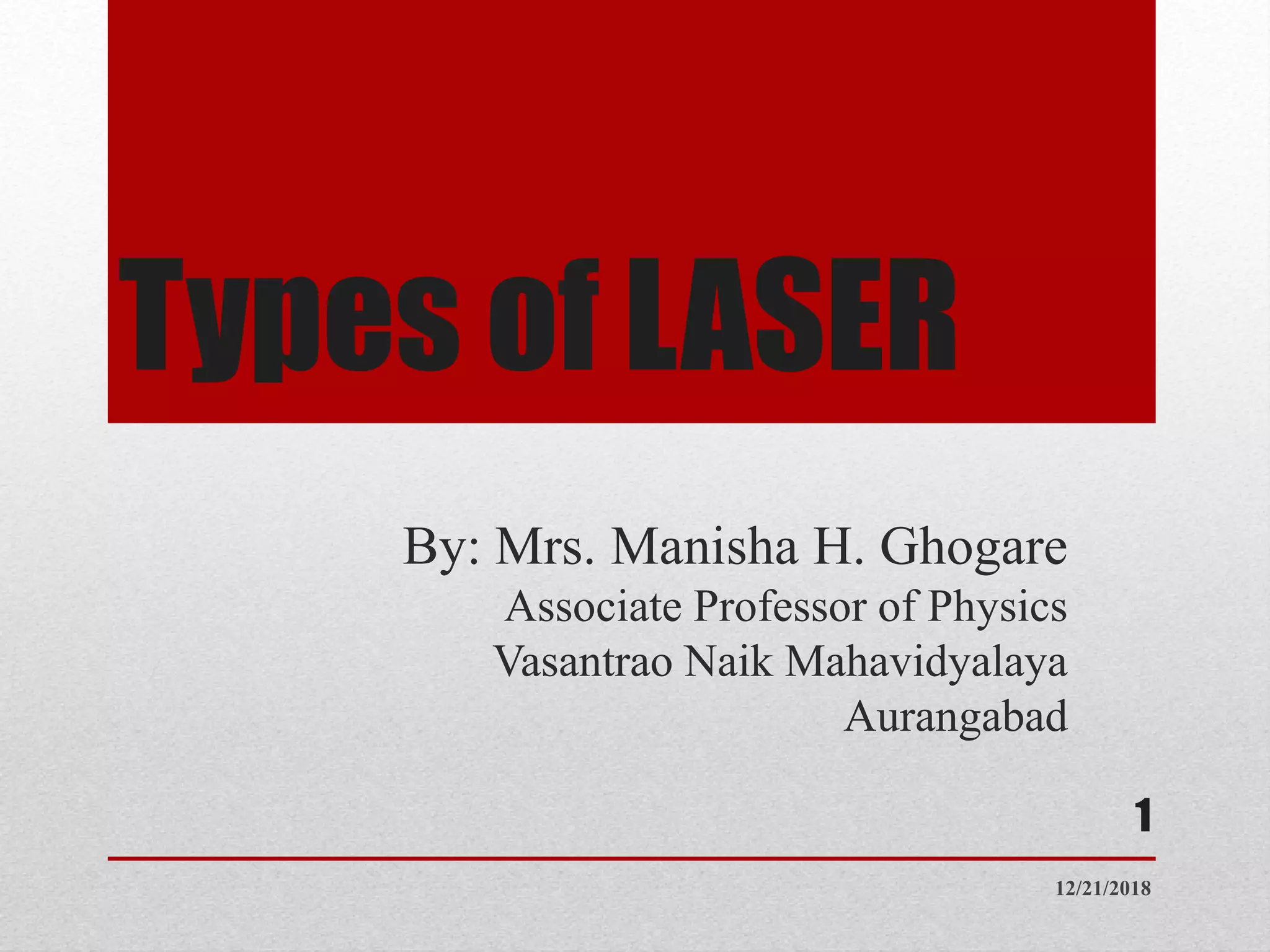 TYBSc :Types of LASER | PPT