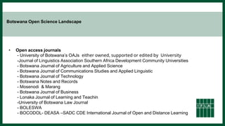 IFLA ARL Webinar Series: Open Science milestones in Botswana: Advancing ...