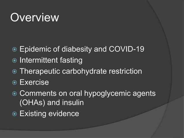 Intermittent fasting, low carbohydrate high fat diet, exercise role in ...