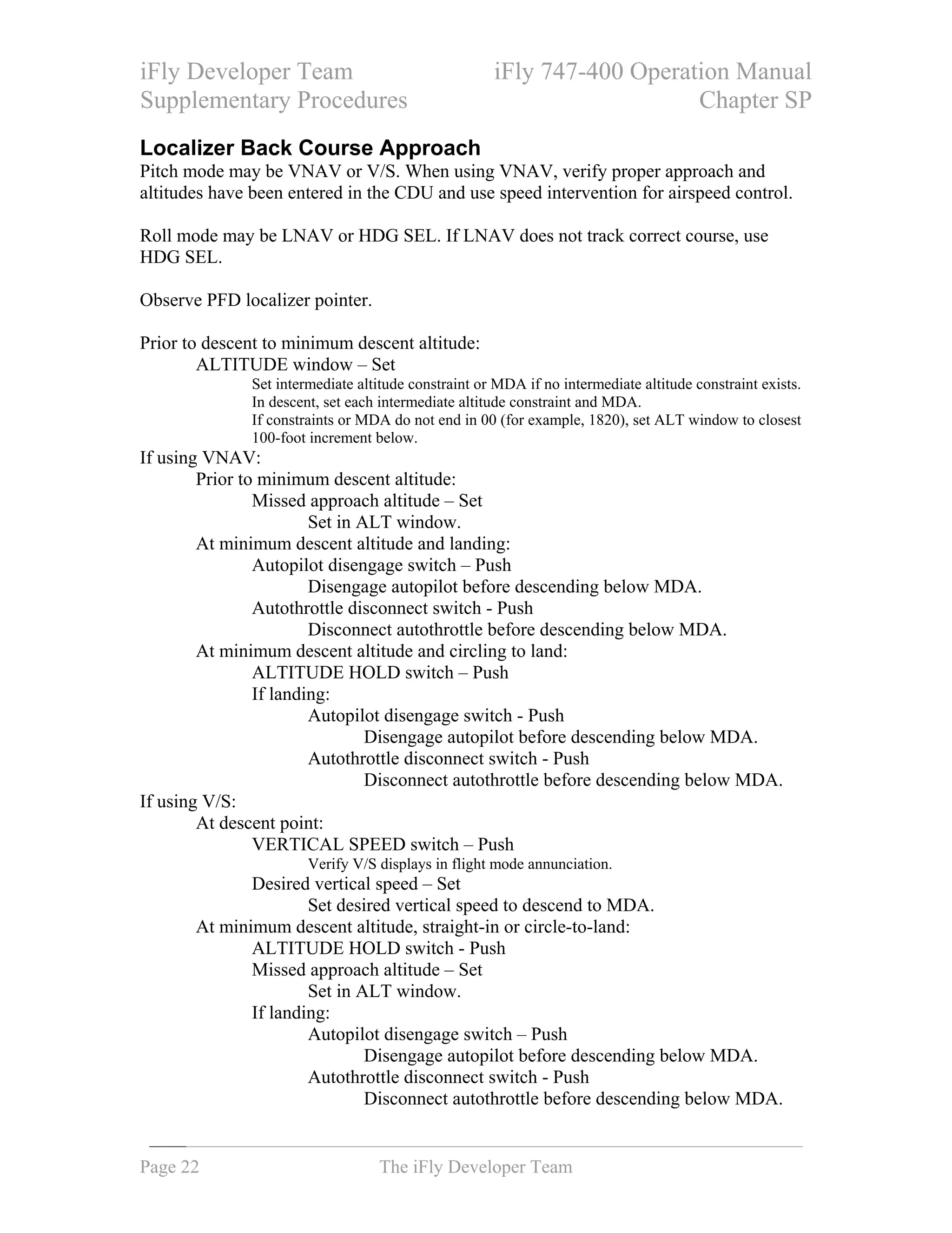 I fly 747 400 operations manual | PDF