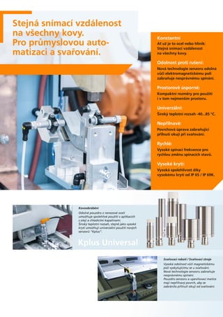 Jediná spínací vzdálenost pro všechny kovy. Induktivní senzory | PDF