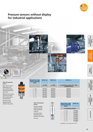 Pressure sensors from ifm 2016 | PDF
