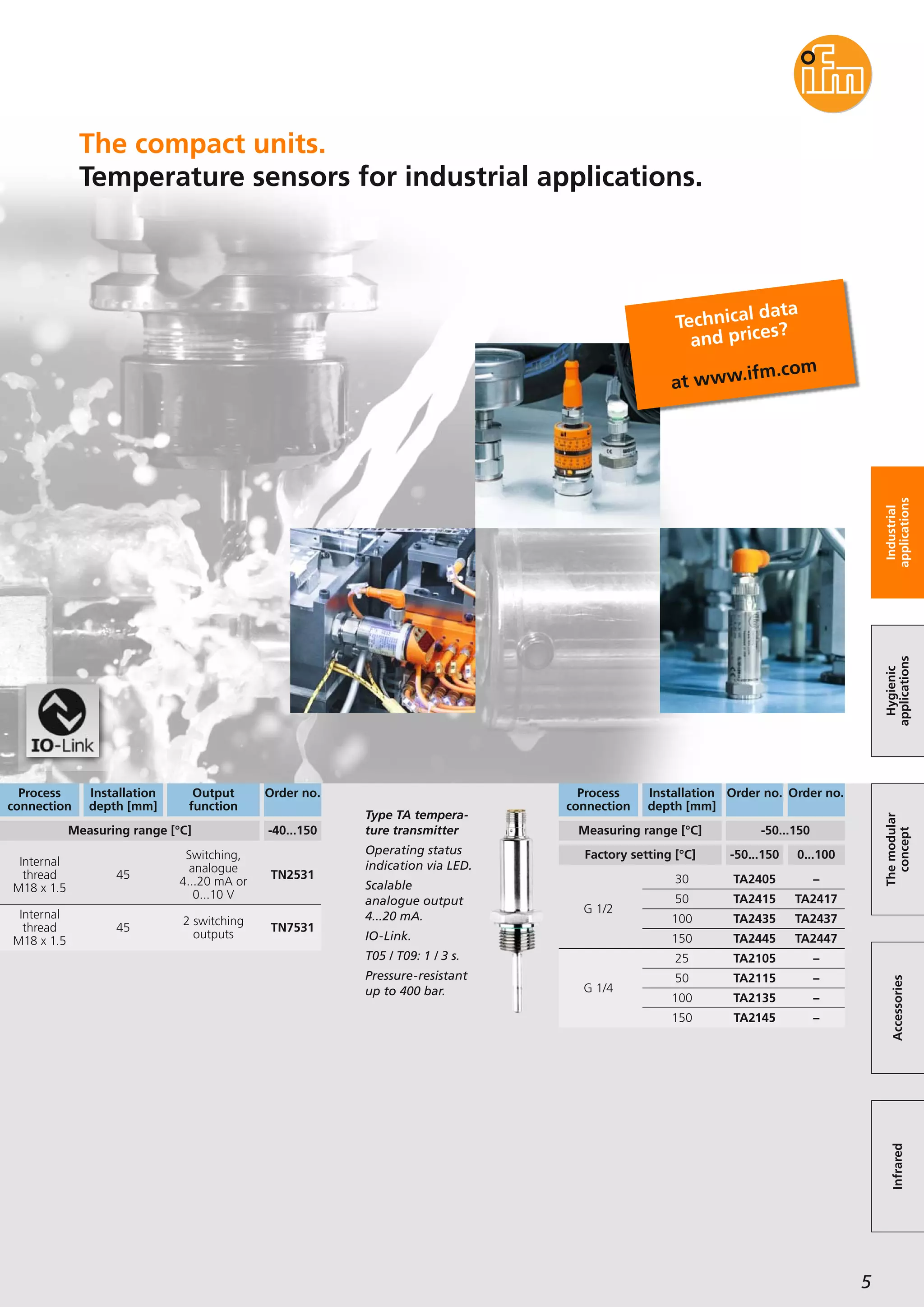 Temperature sensors from ifm. A selection guide. | PDF