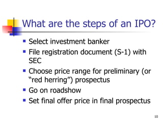 IPO's and Investment Banking | PPT
