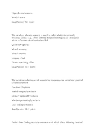 If memory is required over a short interval Experience Tradition ...