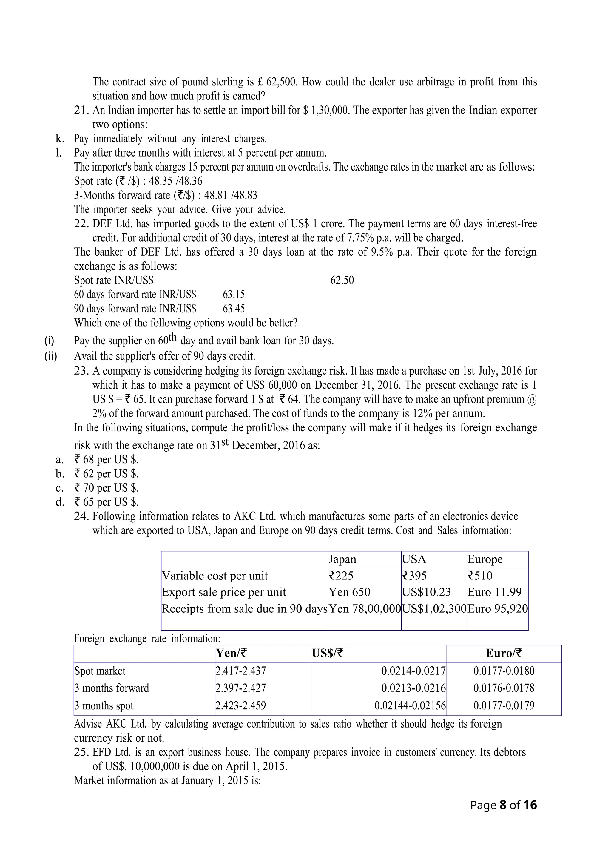 International Financial Management Module 5 & 6 Problems.docx