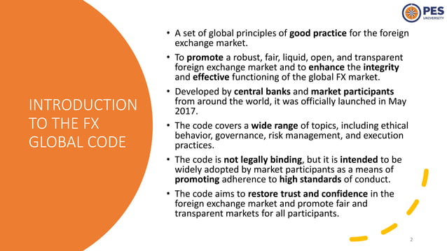 FX Global Code - Formation of a Single Global Code of Conduct for the ...