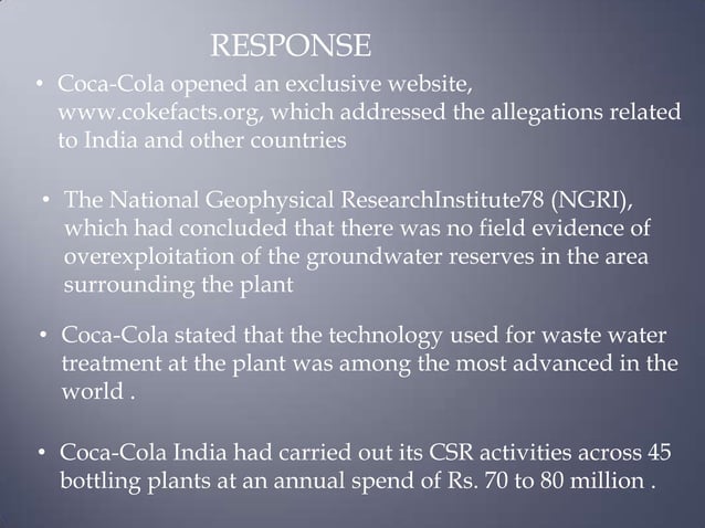 Coca Cola CSR | PPTX | Environmental Services Industry | Industries