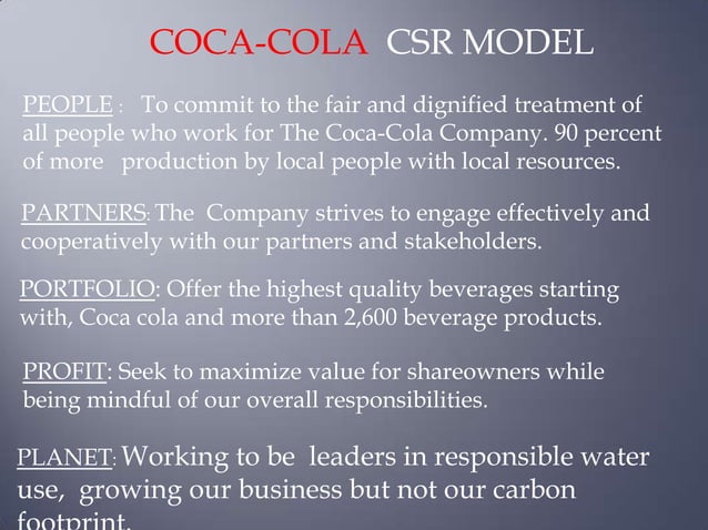 Coca Cola CSR | PPTX | Environmental Services Industry | Industries